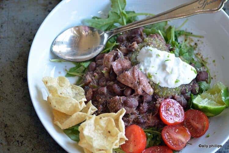 salsa verde latin red beans & pork|bean recipe|ally's kitchen